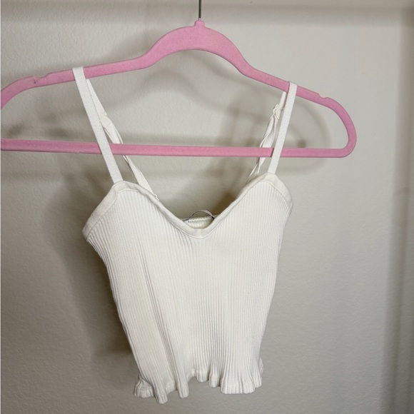 Zara | Tops | Zara White Ribbed Camisole Top | Poshmark